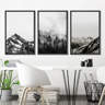 IDEA4WALL Framed Canvas Print Wall Art Woodland Nursery Decor Set Black & White Winter Snow ...